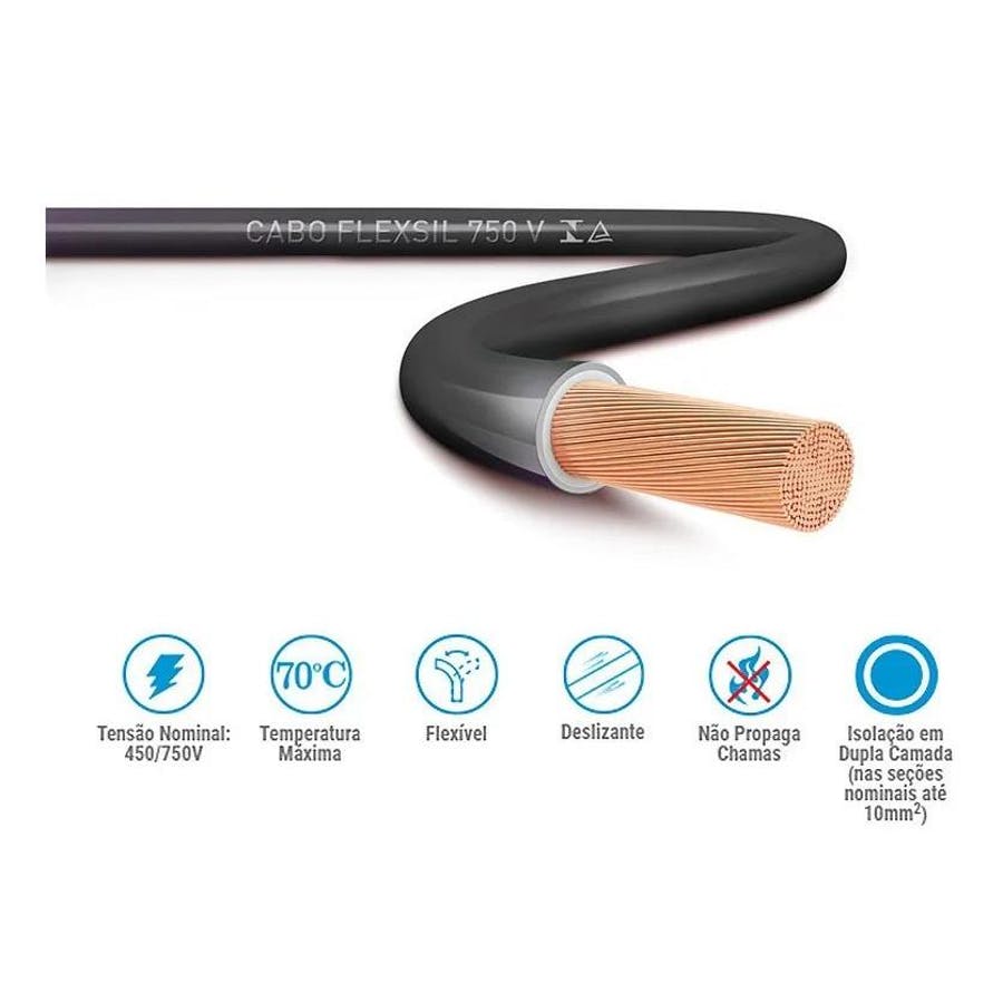 Cabo Fio Flexível Preto 750v 2,5mm 100m - Sil - MADEMAXI